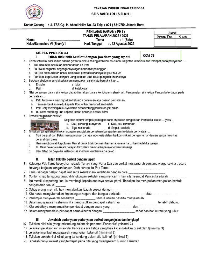 PH1 PPKN KD 3.1 | PDF