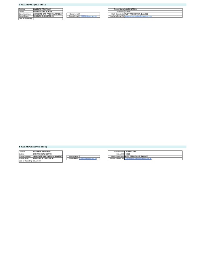 Grade 1 E-Numeracy Assessment Report | PDF | Mathematics | Cognitive ...