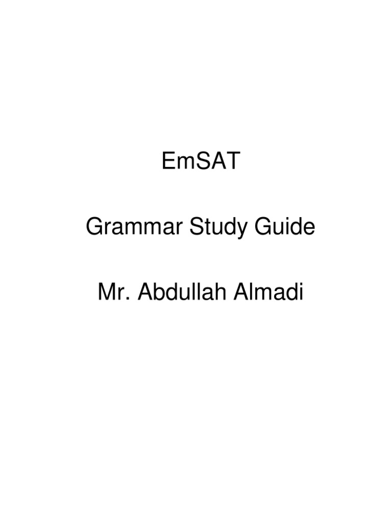 EmSAT Grammar Study Guide | PDF | Pronoun | Perfect (Grammar)