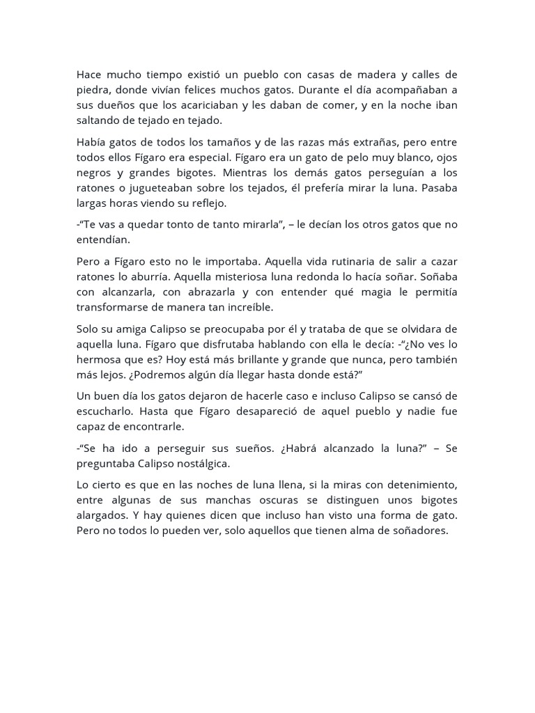 Cuento Gato Español | PDF