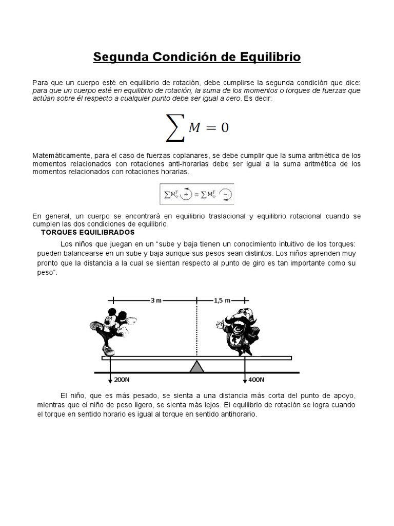 Segunda Condición de Equilibrio | PDF