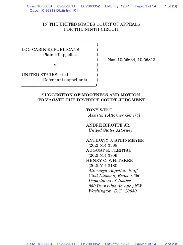 Suggestion of Mootness and Motion To Vacate The District Court Judgment ...