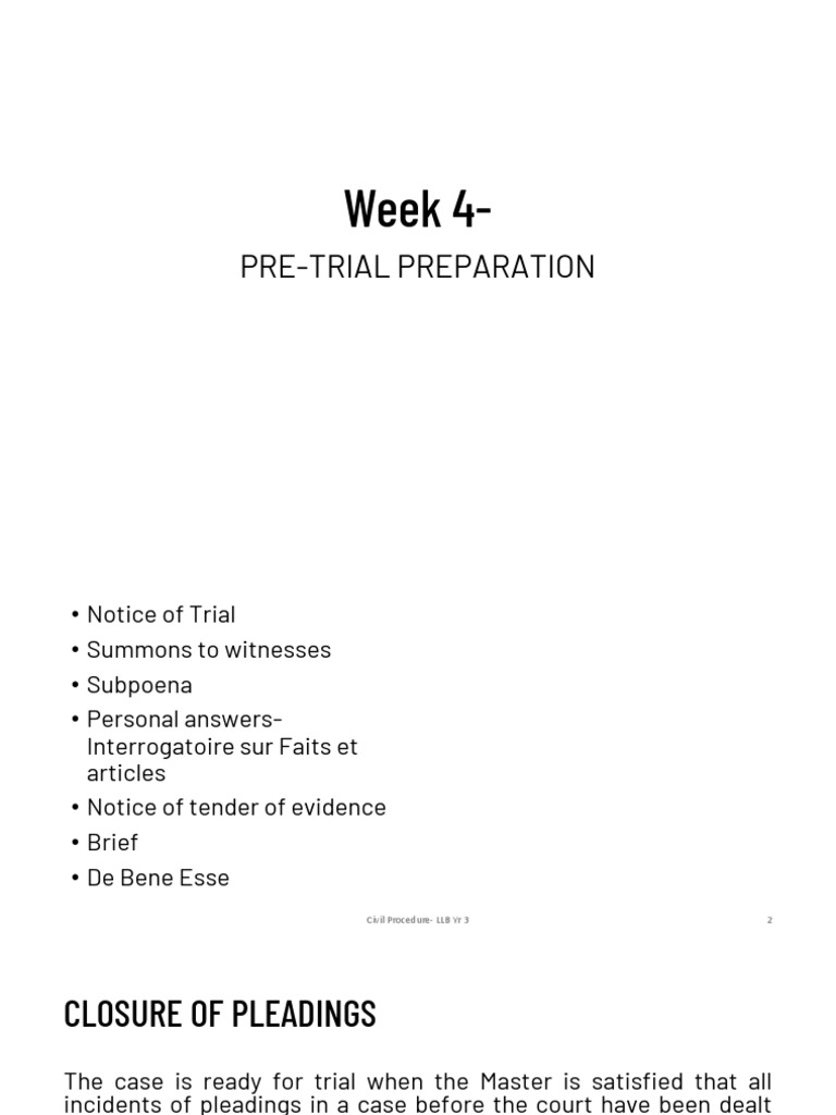 Pre-Trial Preparation | PDF | Brief (Law) | Summons