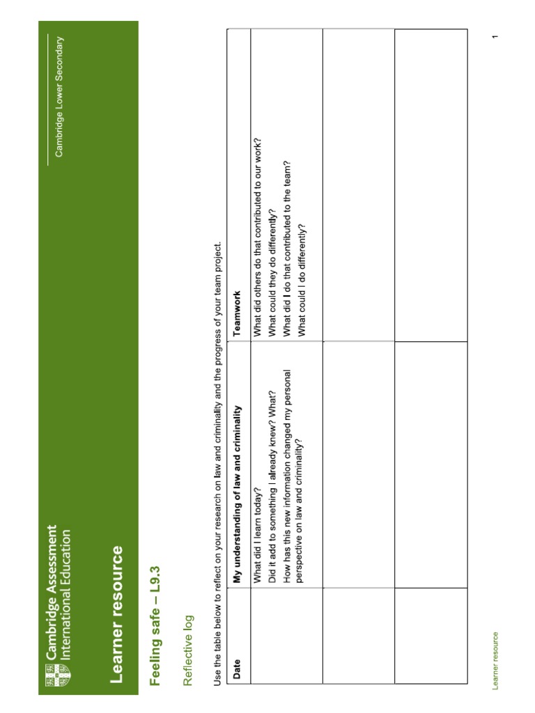 Feeling Safe Reflection | PDF