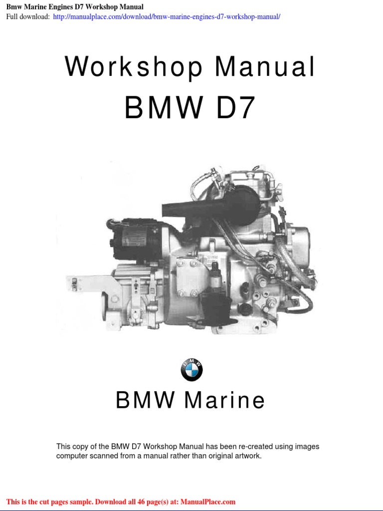 Bmw Marine Engines d7 Workshop Manual | PDF | Diesel Engine | Engines