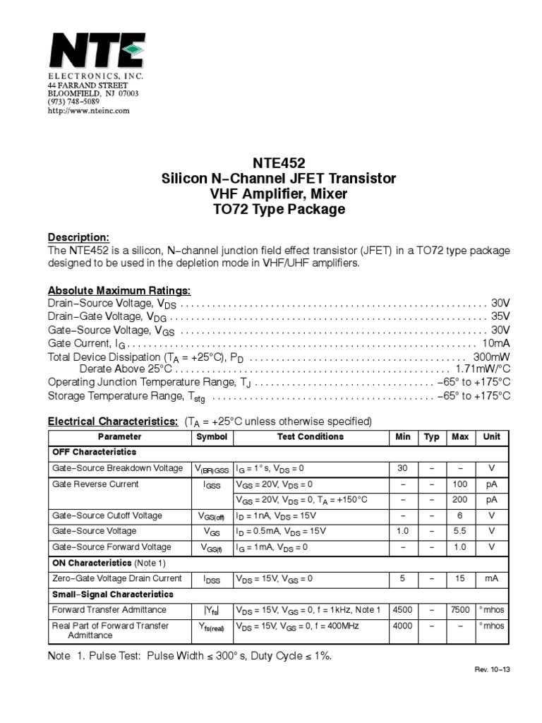 Nte 452 | PDF | Electrical Engineering | Information And Communications ...