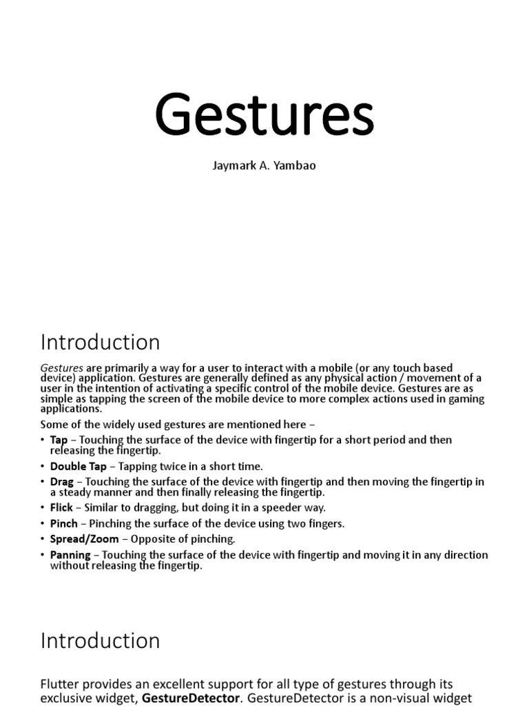 Flutter Gesture | Download Free PDF | Gesture | Computer Science