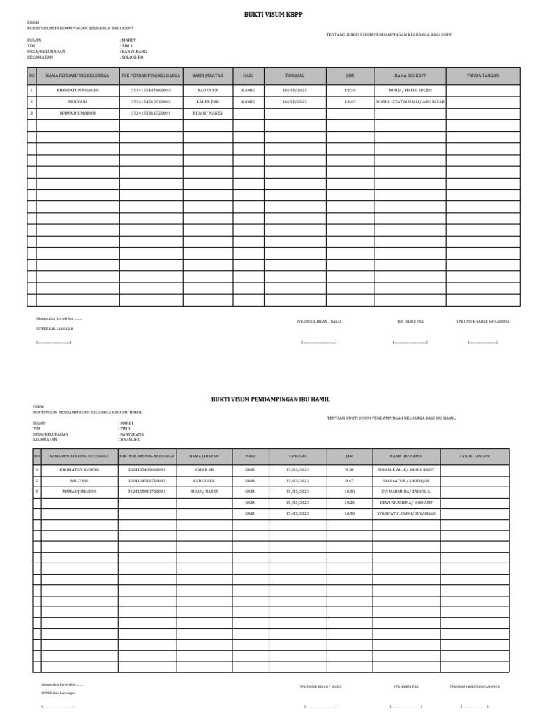 Bukti Visum Pendampingan Keluarga | PDF