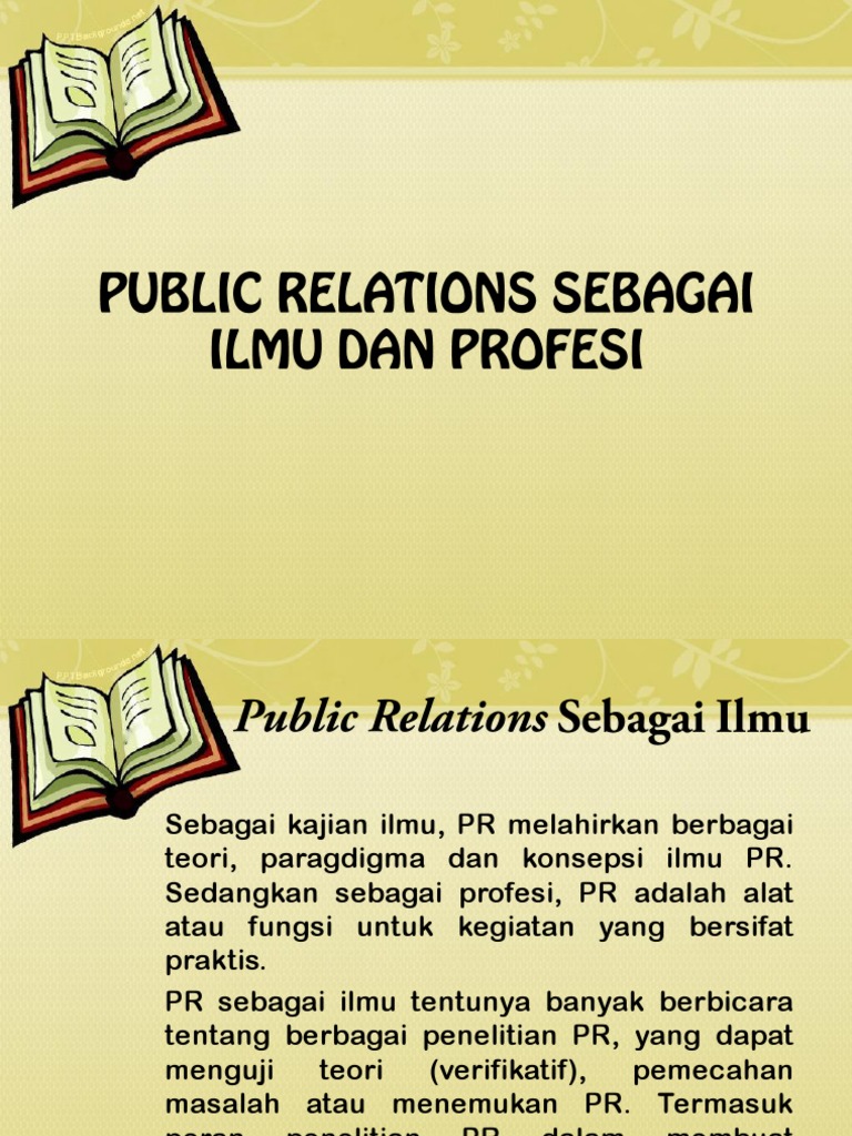 Public Relations Sebagai Ilmu Dan Profesi | PDF