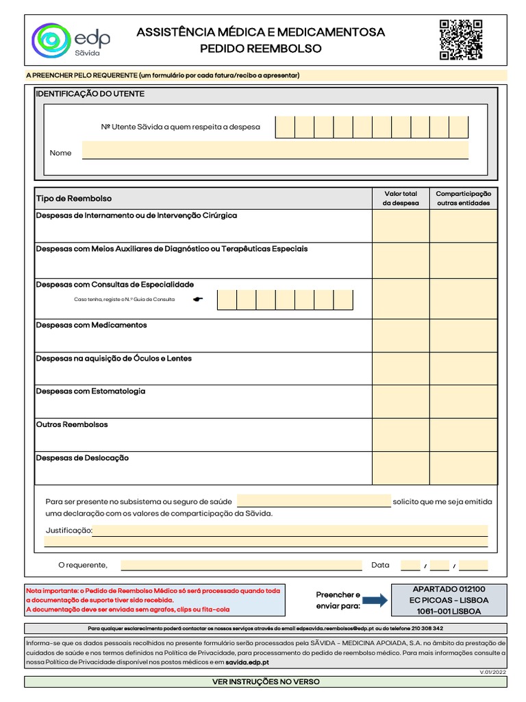 Assistência Médica E Medicamentosa Pedido De Reembolso 2022 Pdf