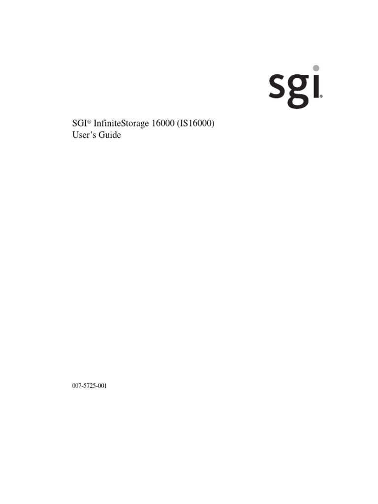 HPE - Sg1147en - Us - SGI InfiniteStorage 16000 (IS16000) User's Guide ...