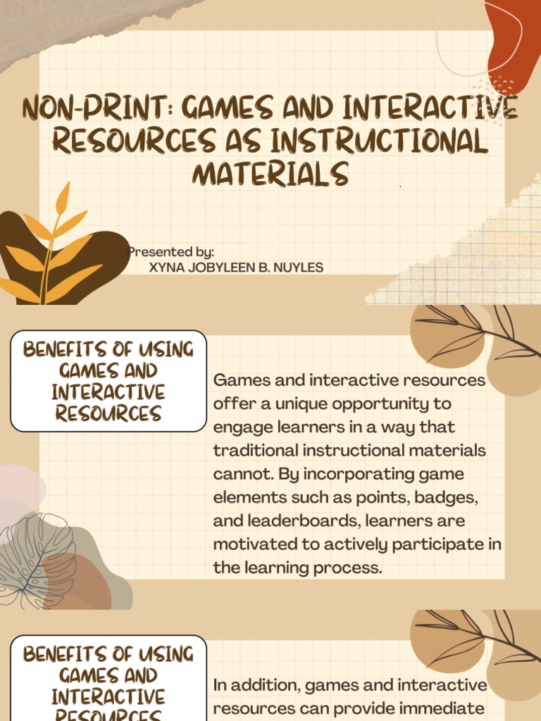 Non-Print Games and Interactive Resources As Instructional Materials | PDF
