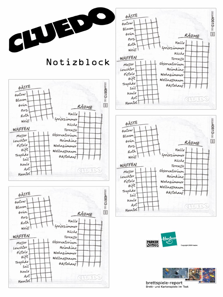 Cluedo Notizblock 1 | PDF