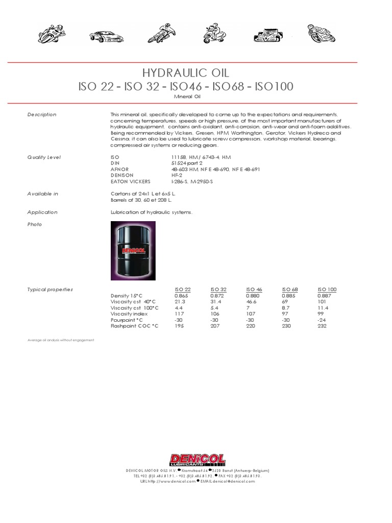 eHYDRAULIC OIL ISO 22 32 46 68 100 | Download Free PDF | Civil Engineering | Materials