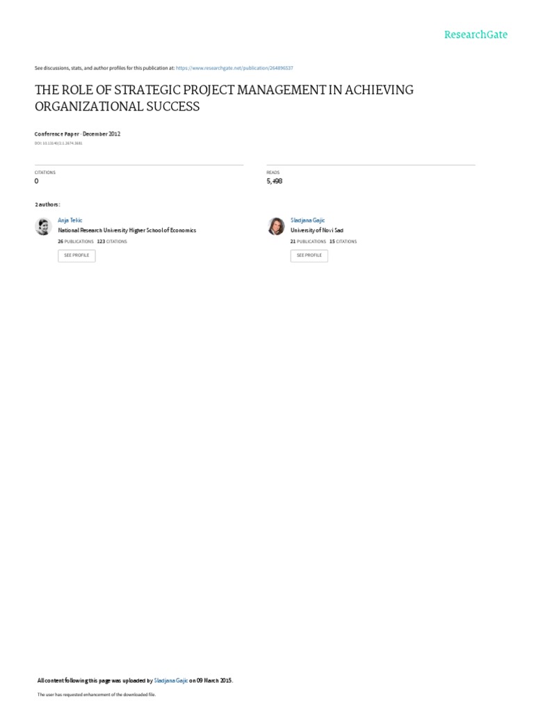 The Role of Strategic Project Management | PDF | Strategic Management ...