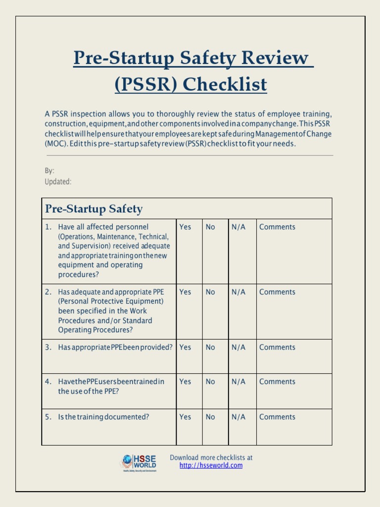 General-PSSR-Checklist | PDF
