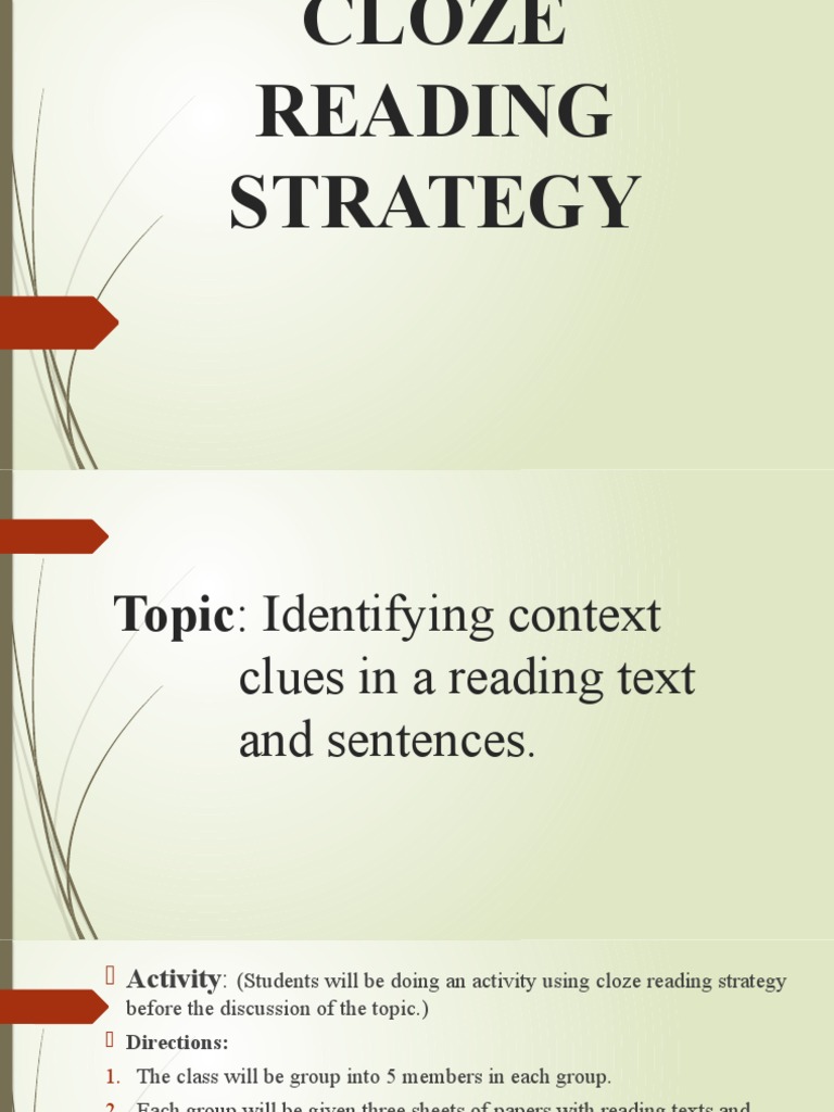 Cloze Reading Strategy Overview | PDF | Learning | Cognition