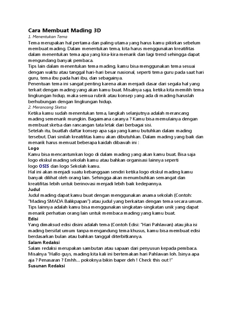Cara Membuat Mading 3D | PDF
