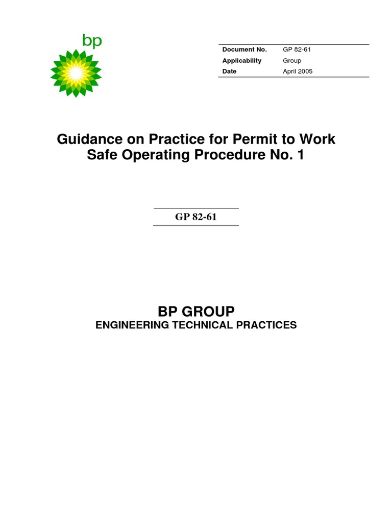GP 82-61-Permit To Work - HSSE SOP No. 1 | PDF | Safety | Risk