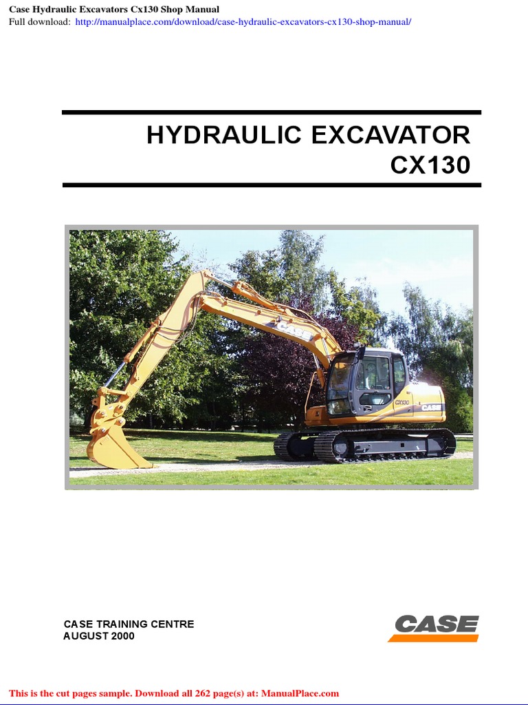 Case Hydraulic Excavators Cx130 Shop Manual | PDF | Motor Oil | Bearing ...
