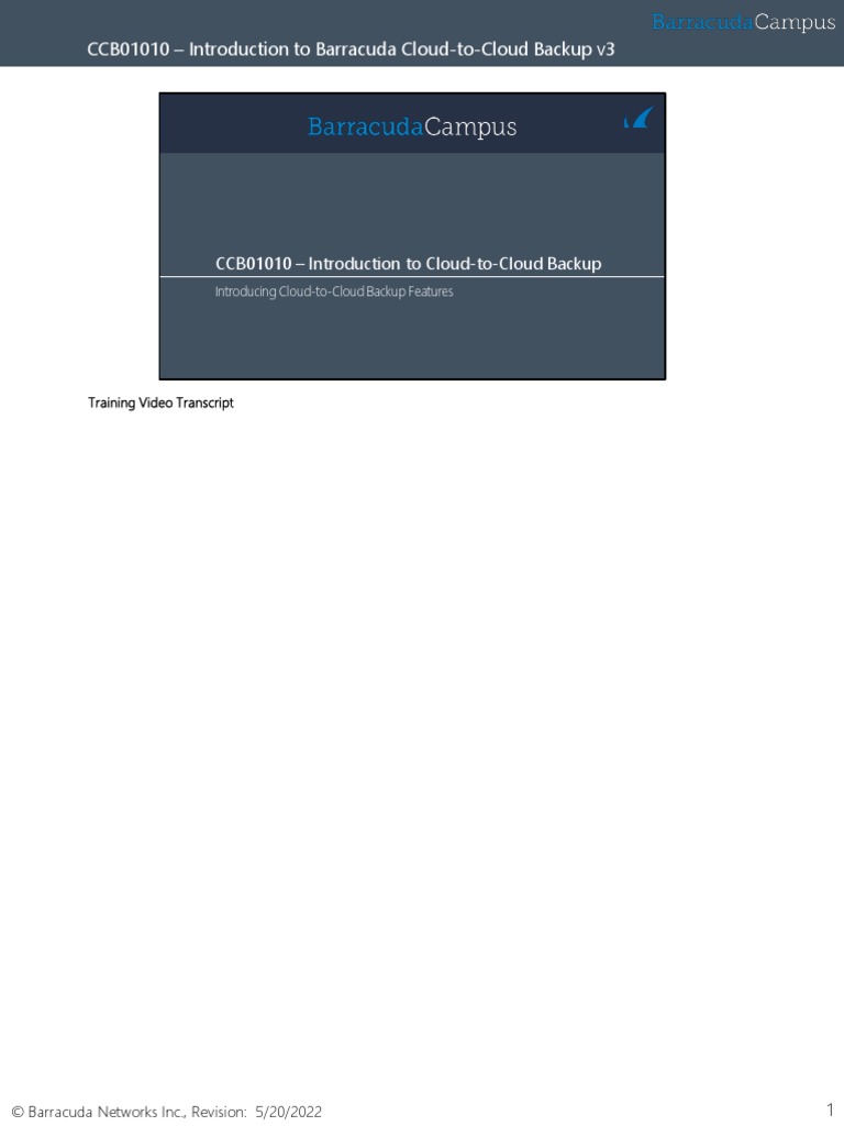 ccb01010 - Introduction To Barracuda Cloud-To-Cloud Backup - v3 - Student Guide | PDF | Backup ...