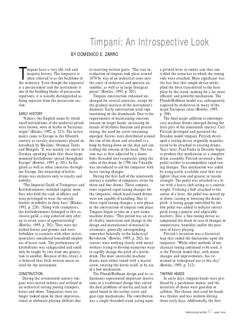 Timpani An Introspective Look | PDF | Drum | Music Theory