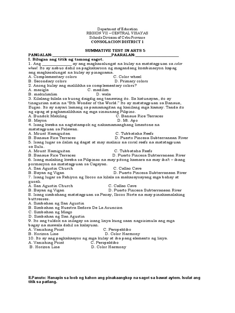 ARTS Set a Q2 Summative | PDF