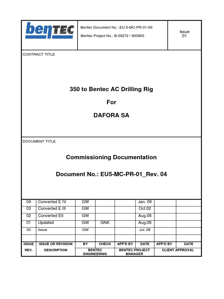 Commissioning Documentation - Euro Rig 5 | PDF | Drilling Rig | Pump