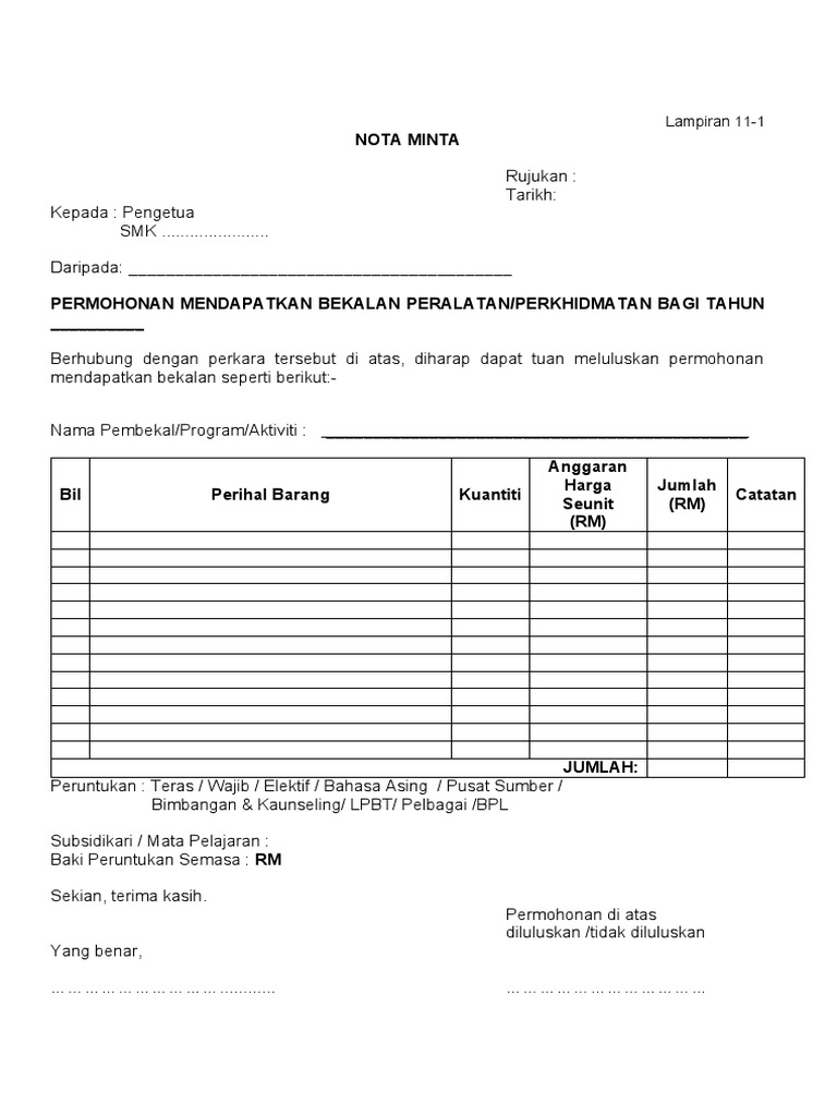 7_FORMAT NOTA MINTA | PDF