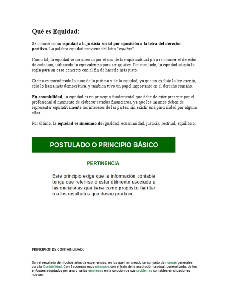 Qué Es Equidad | PDF | Contabilidad | Negocios económicos