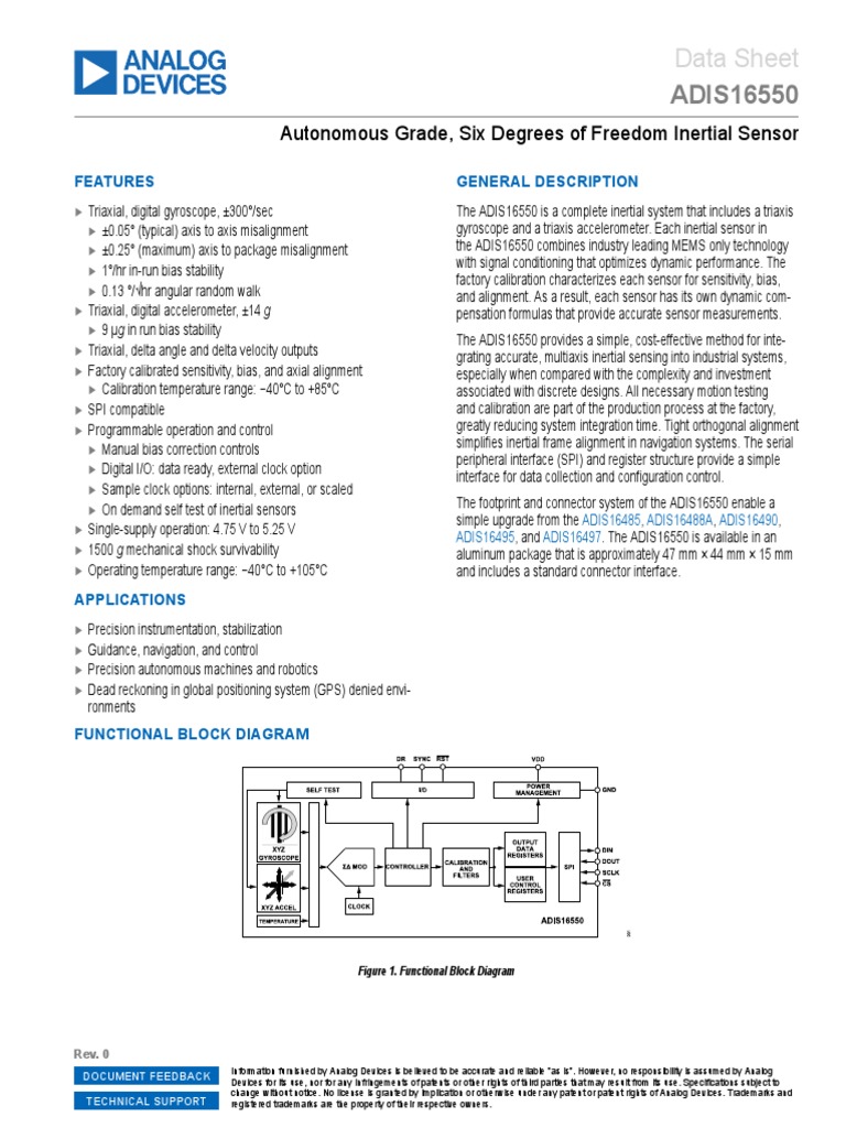 Adis 16550 | PDF | Inertial Navigation System | Electrostatic Discharge