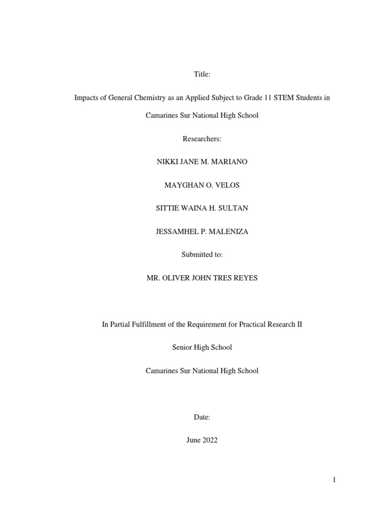 PR1 Resaerch Paper | PDF | Survey Methodology | Science, Technology, Engineering, And Mathematics
