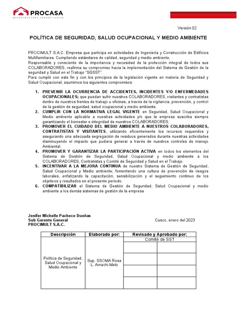 Politica de SST | PDF | Seguridad y salud ocupacional | Valores