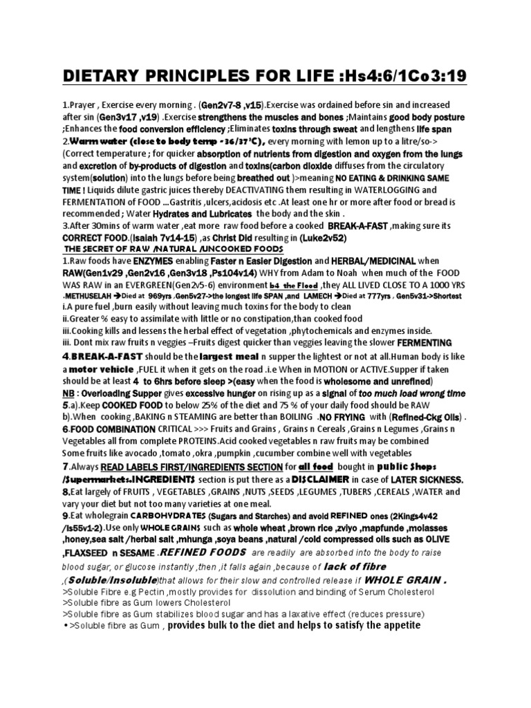 DIETARY PRINCIPLES FOR LIFE Presentation & Research File MSU 2018 | PDF ...