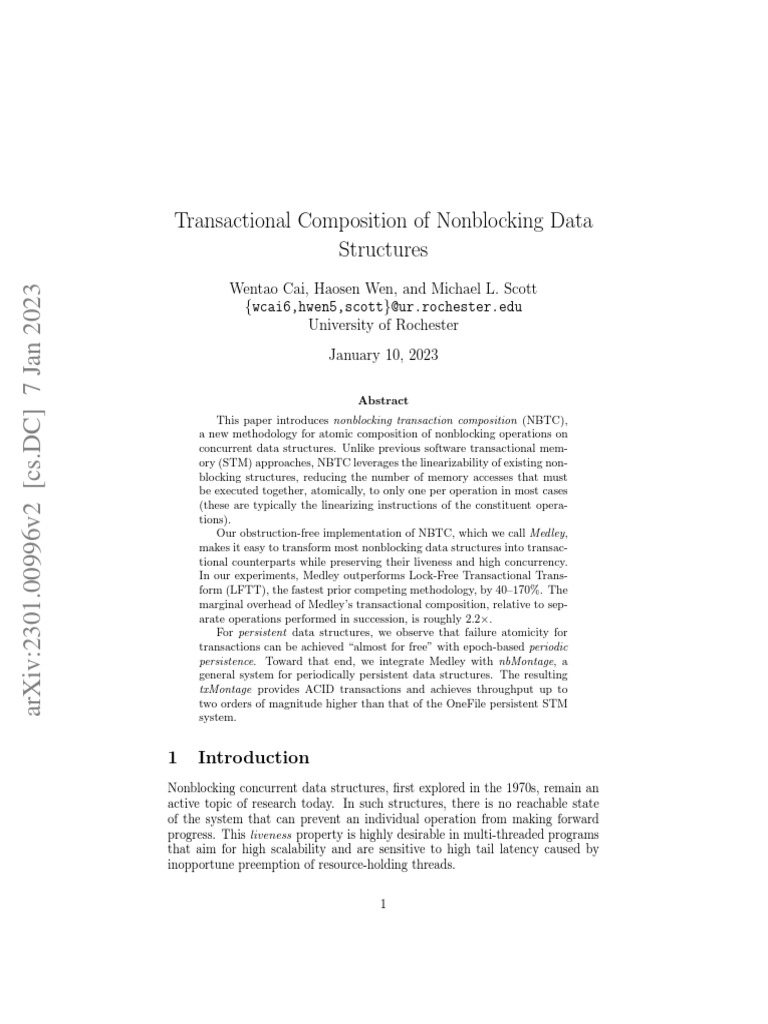 Transactional Composition Of Nonblocking Data Structures Pdf Database Transaction 6135