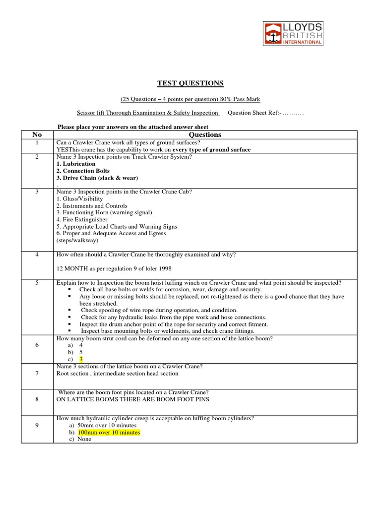 Crawler Crane Thorough Examination Assessment Paper11 | PDF | Crane ... Crawler Crane Thorough Examination Assessment Paper11 | PDF | Crane ...