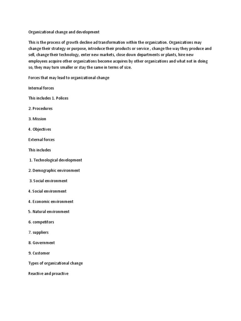 Organizational Change and Development Notes | PDF | Organizational ...