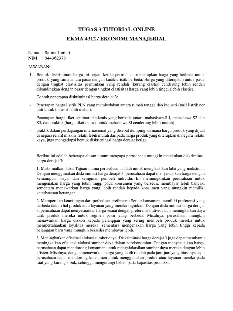 Tugas 3 Ekma 4312 | PDF