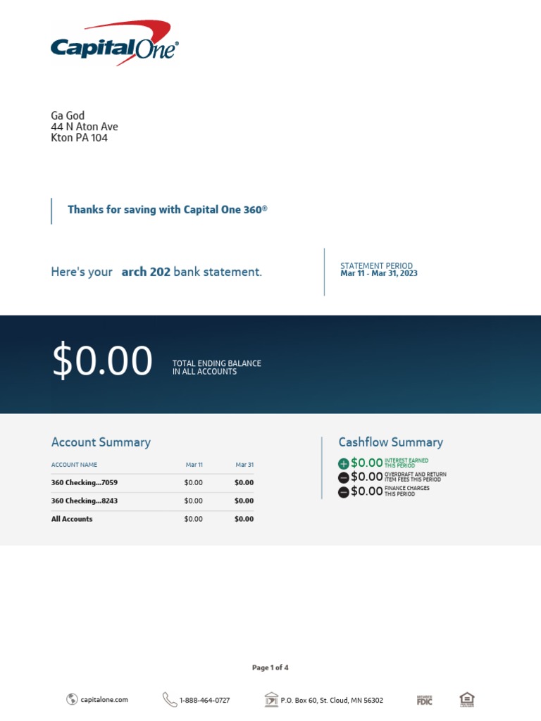 Capital One Bank Statement - 2 | PDF | Transaction Account | Economies