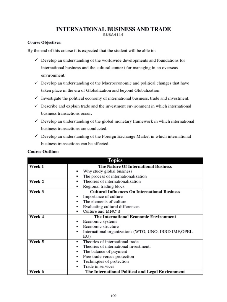 International Business Course Overview | PDF | Internationalization ...