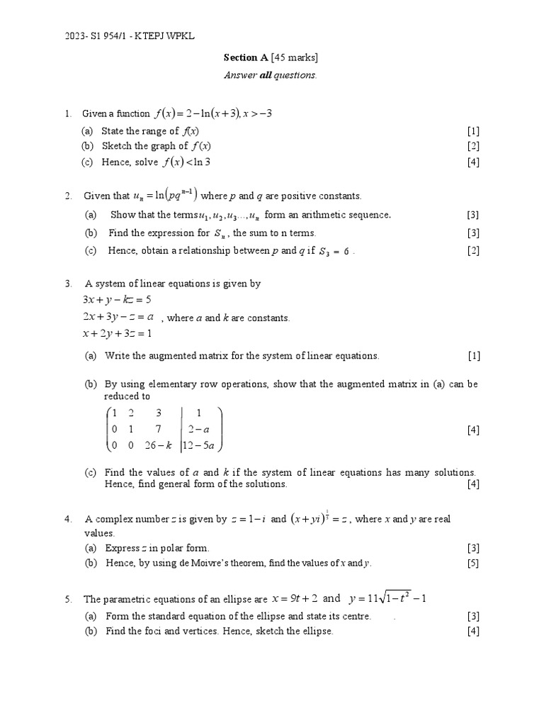 Set 6 | PDF | Plane (Geometry) | System Of Linear Equations