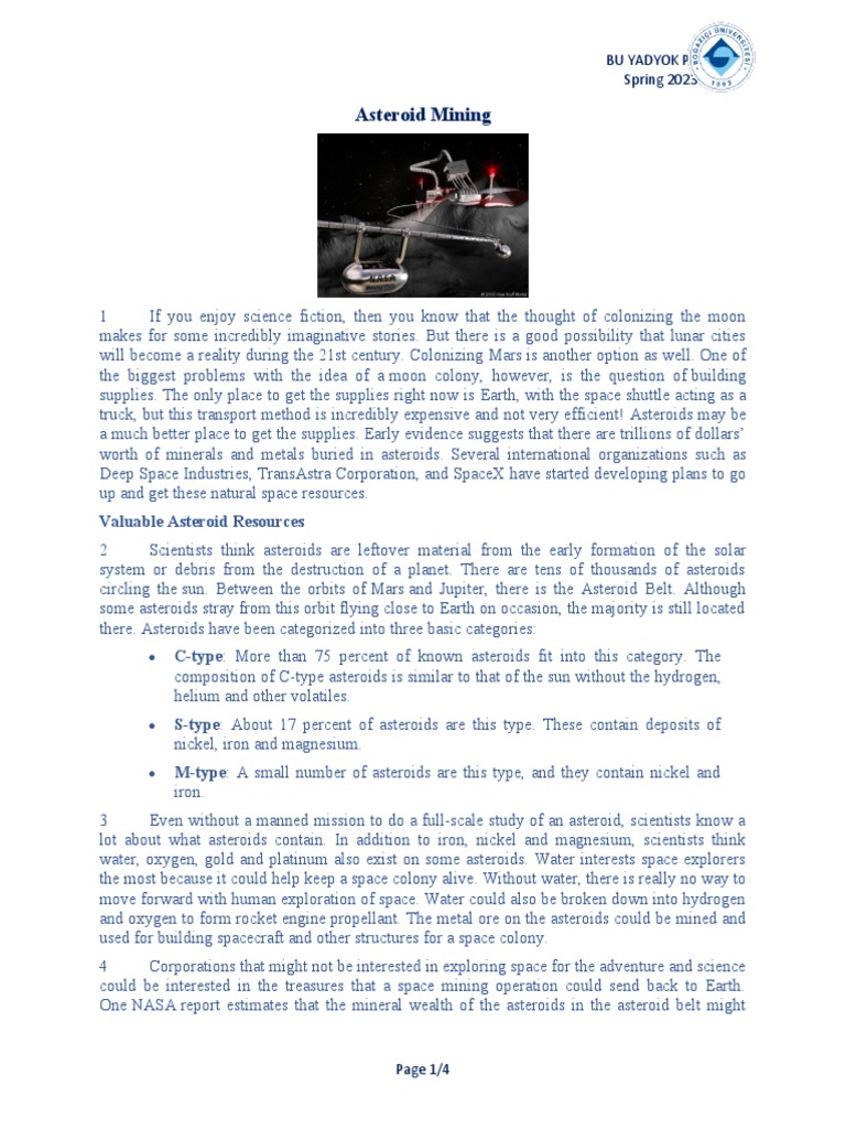 Asteroid Mining Pdf Asteroid Infrared