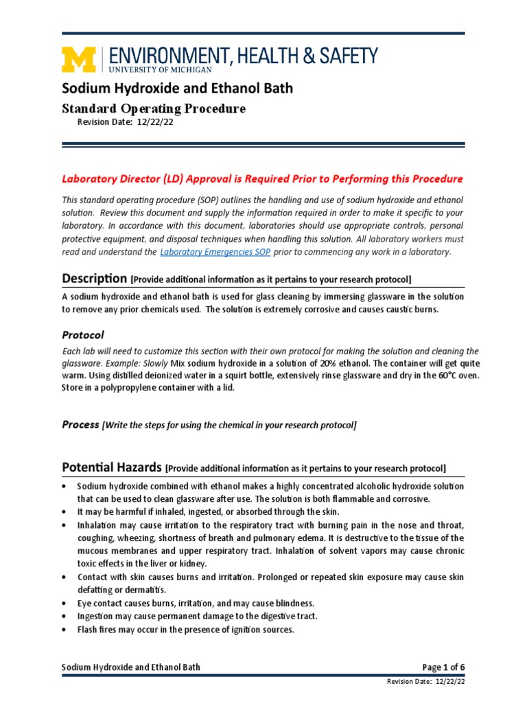 Sodium Hydroxide and Ethanol | Download Free PDF | Sodium Hydroxide | Laboratories