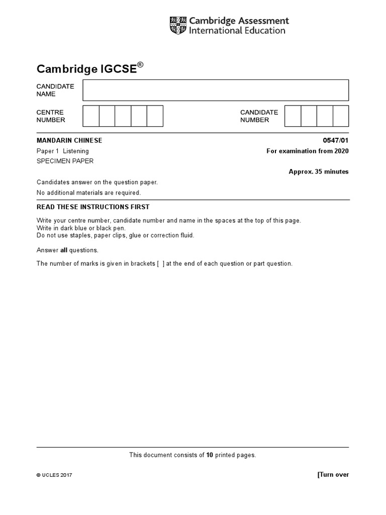 2020 Specimen Paper 1 | PDF | China | World Politics