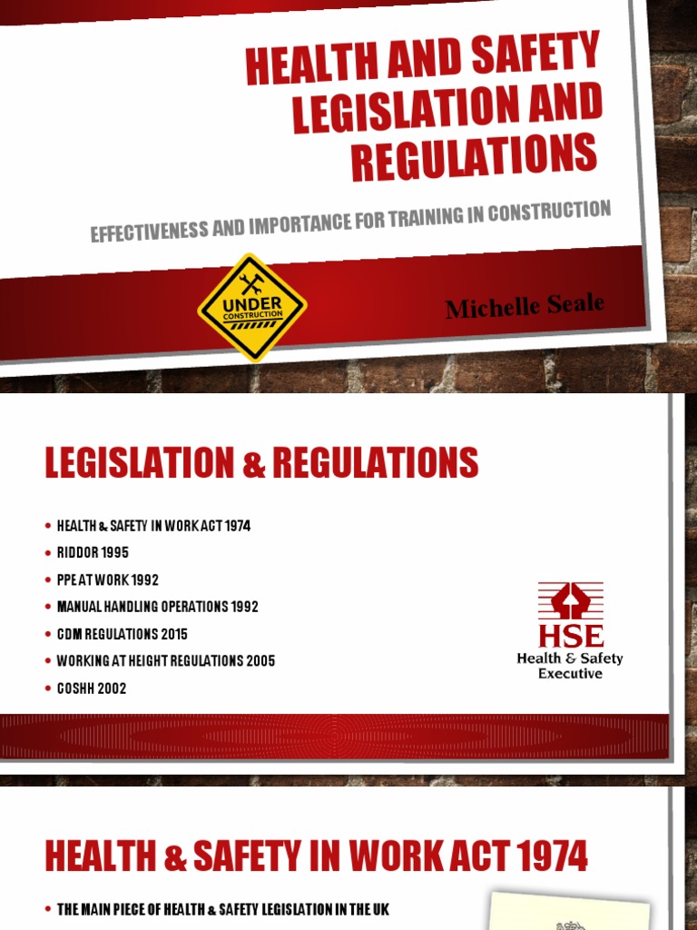 Health and Safety Legislation and Regulations Powerpoint | PDF ...