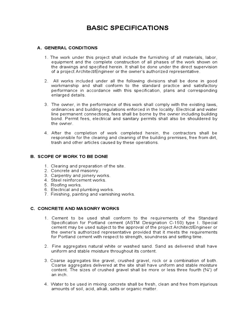 Specifications | Download Free PDF | Concrete | Plumbing