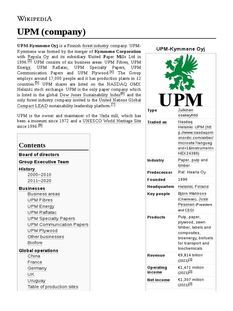 UPM (Company) | PDF | Paper