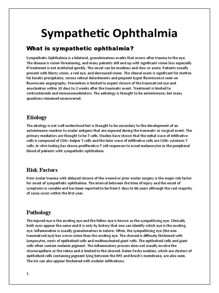 Sympathetic Ophthalmia | PDF | Immune System | Major Histocompatibility ...