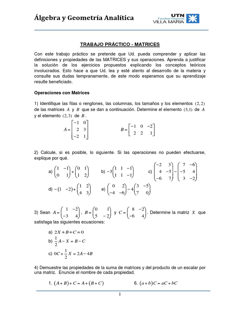 TP Matrices | PDF | Matriz (Matemáticas) | Física Matemática