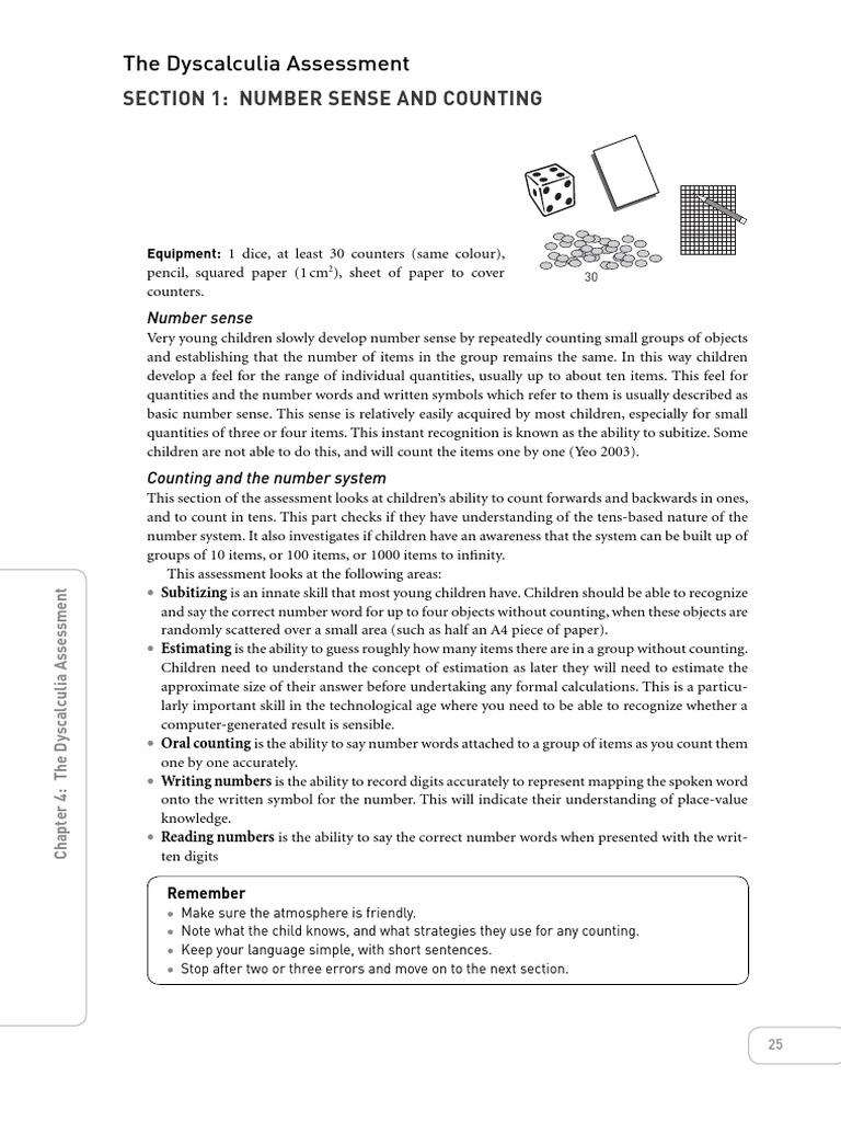 Dyscalculia Assessment Techniques | PDF | Numbers | Cognition